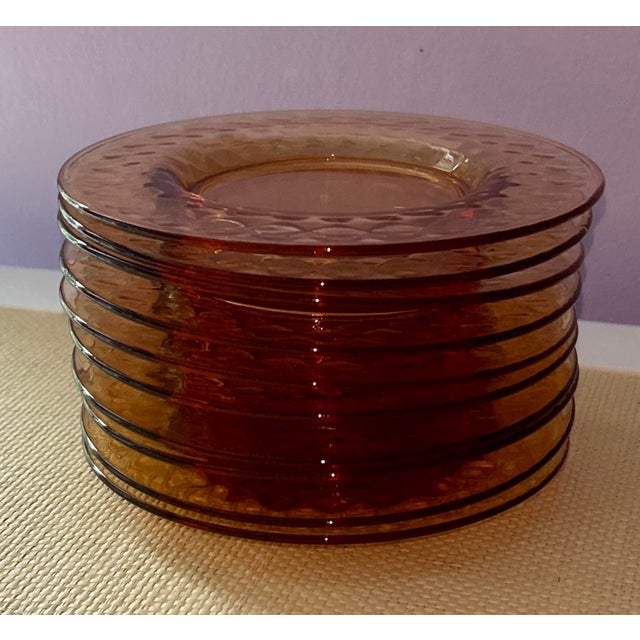 Mid Century Modern Amber Glass Plates - Set of 10 | Chairish