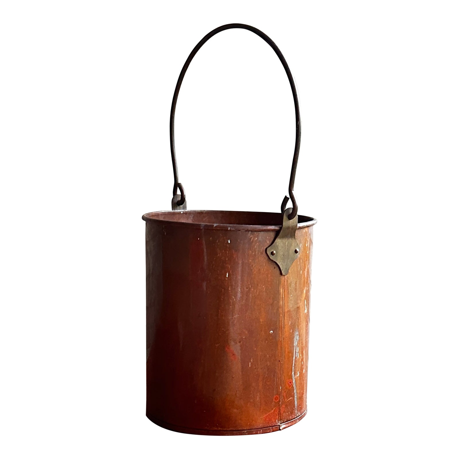 Very Large Primitive Style Copper Bucket | Chairish