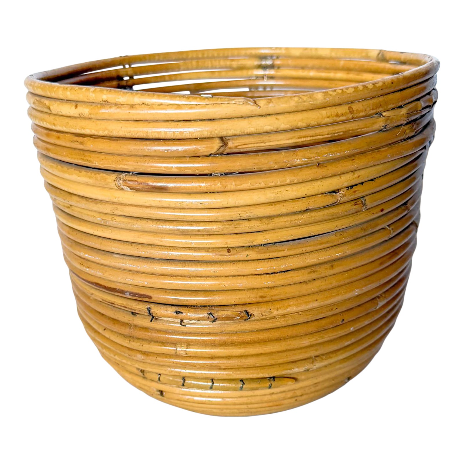 1970's Italian Style Pencil Reed Planter | Chairish