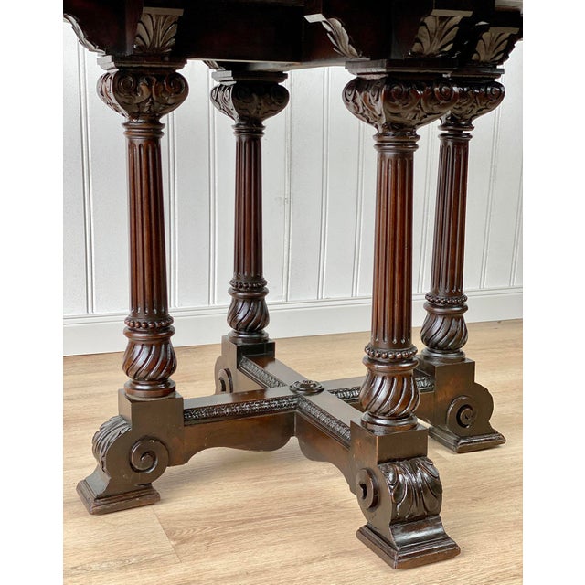 Antique Victorian Walnut Carved Grapevine Motif Octagonal Library Table ...