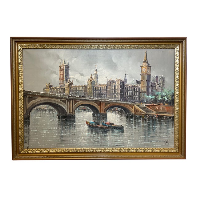 Traditional London Cityscape With Westminster Bridge, Houses of ...