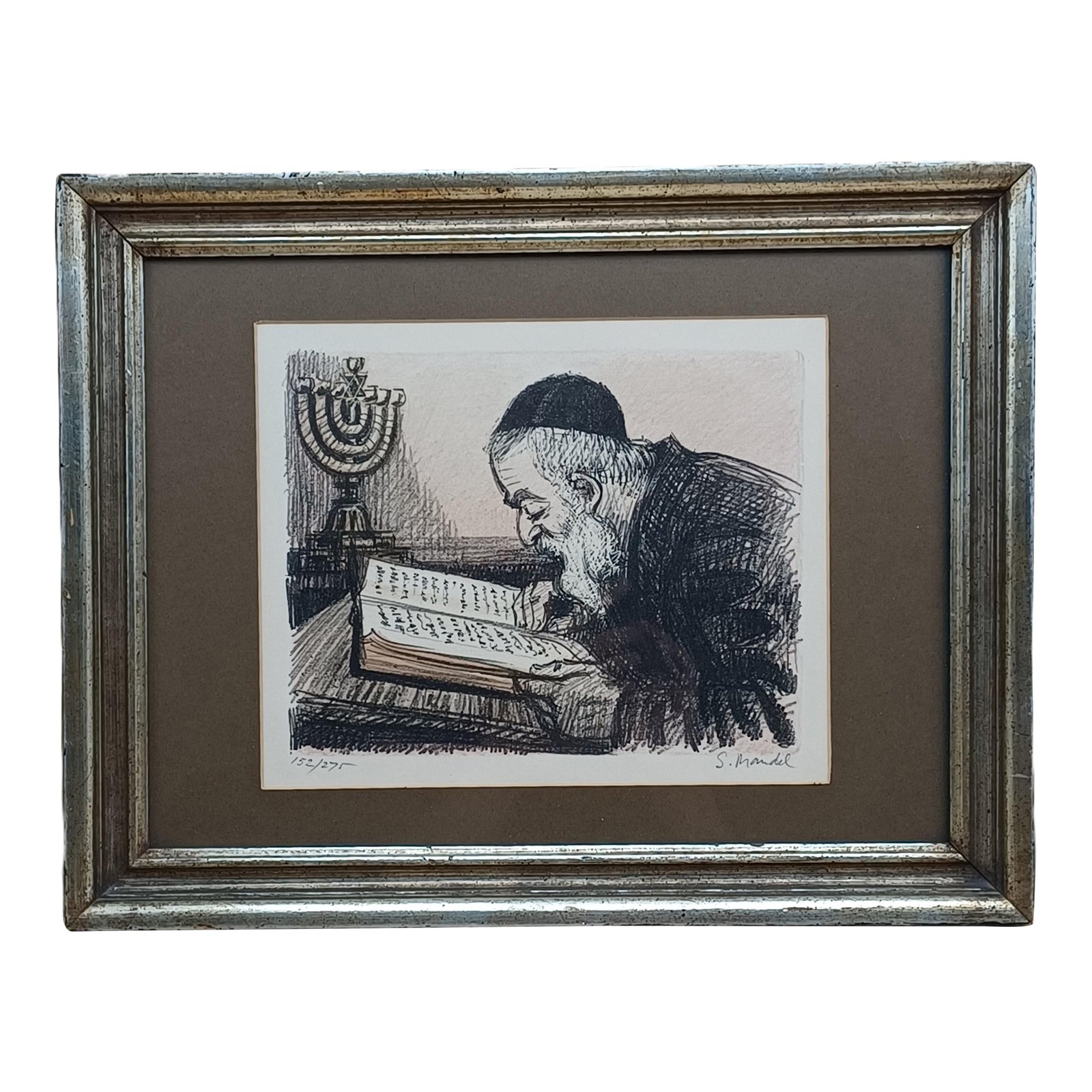 Mid 20th Century S Mandel Lithograph Print “At Study" Jewish Limited ...