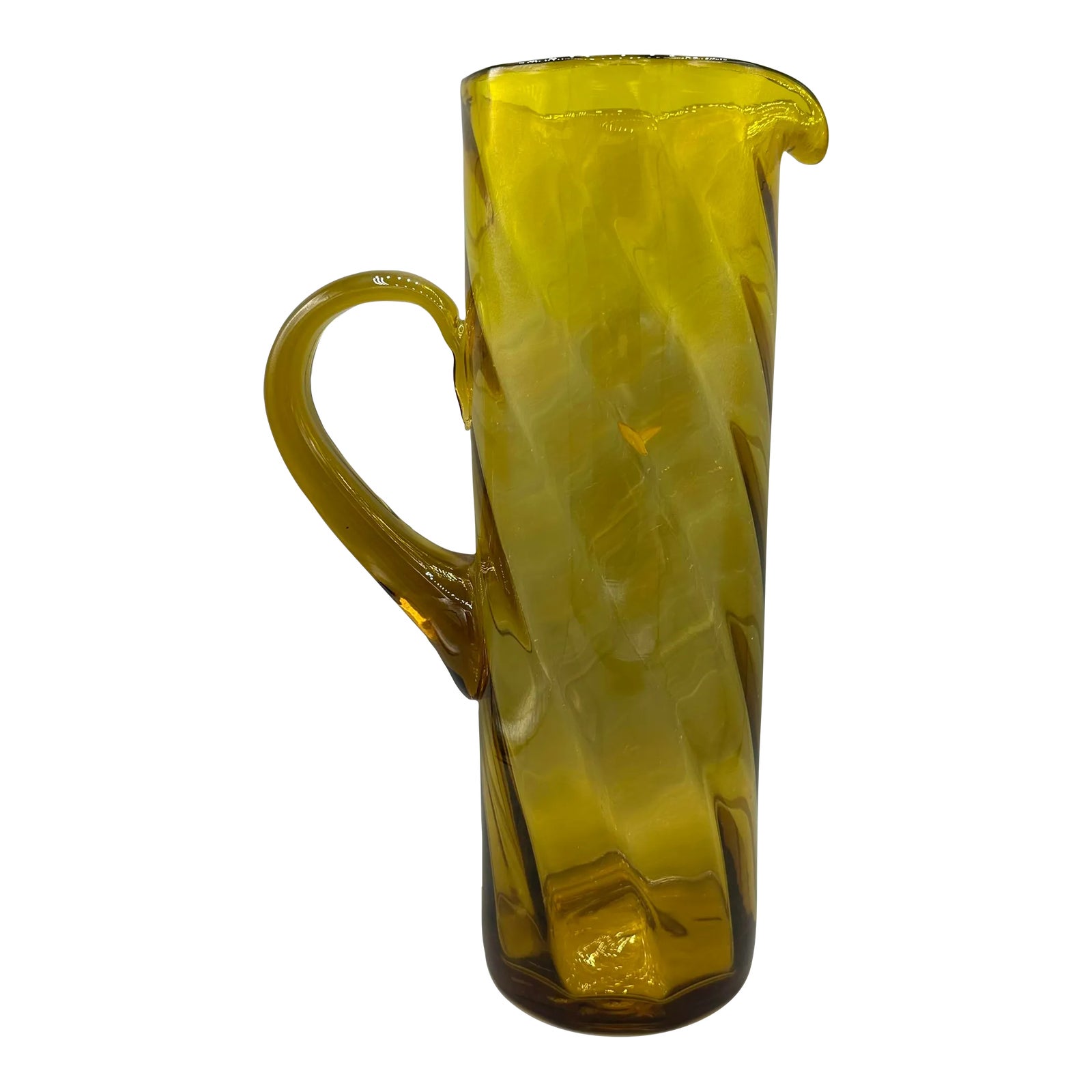 1950's Bischoff Tall Amber Blown Glass Pitcher | Chairish