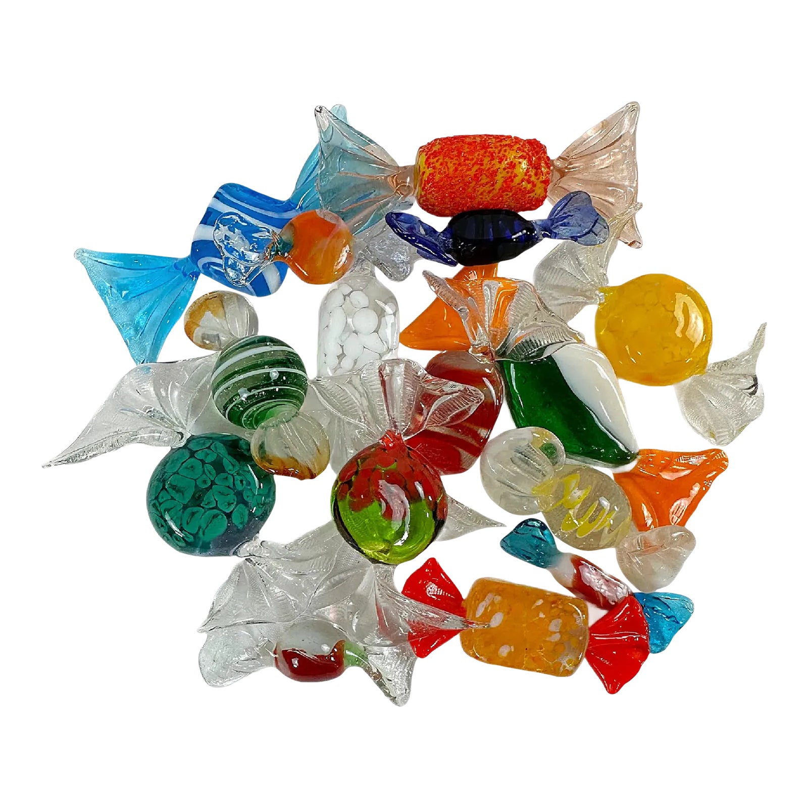 Mid-Century Murano Attributed Blown Glass Candies - Set of 15 | Chairish