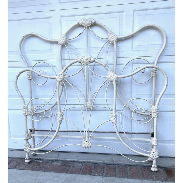 Mid-19th Century Art Nouveau Antique Iron Bed Frame & Original Side ...