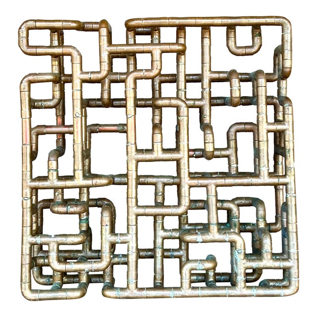 Vintage Boho Copper Pipe Sculpture | Chairish