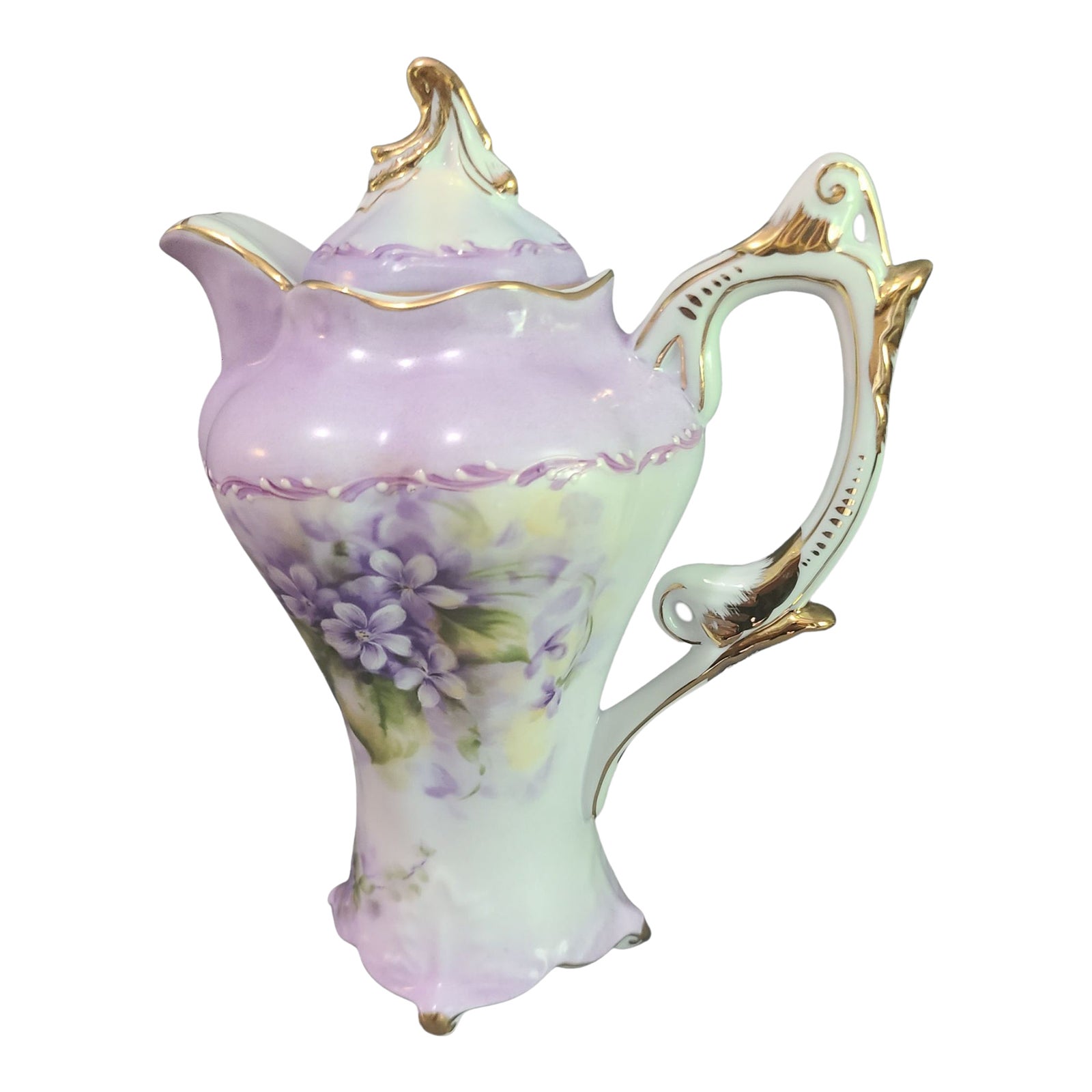 Vintage Romantic Victorian Style Tea or Coffee Pot Gilded Painted ...