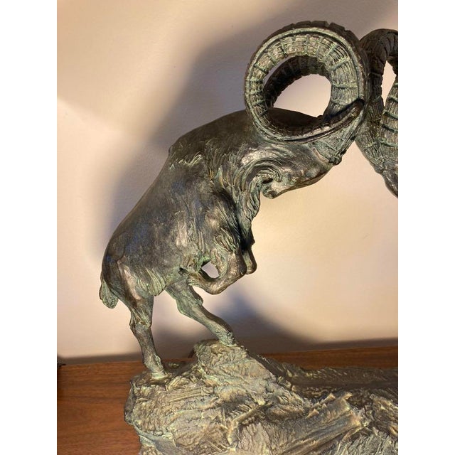 1980s Austin Productions Sculpture, Fighting Rams | Chairish