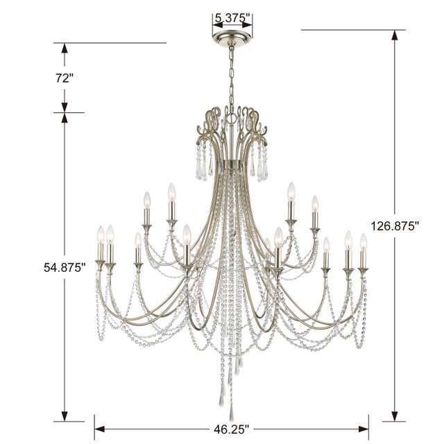 Arcadia 15 Light Hand Cut Crystal Antique Silver Chandelier | Chairish