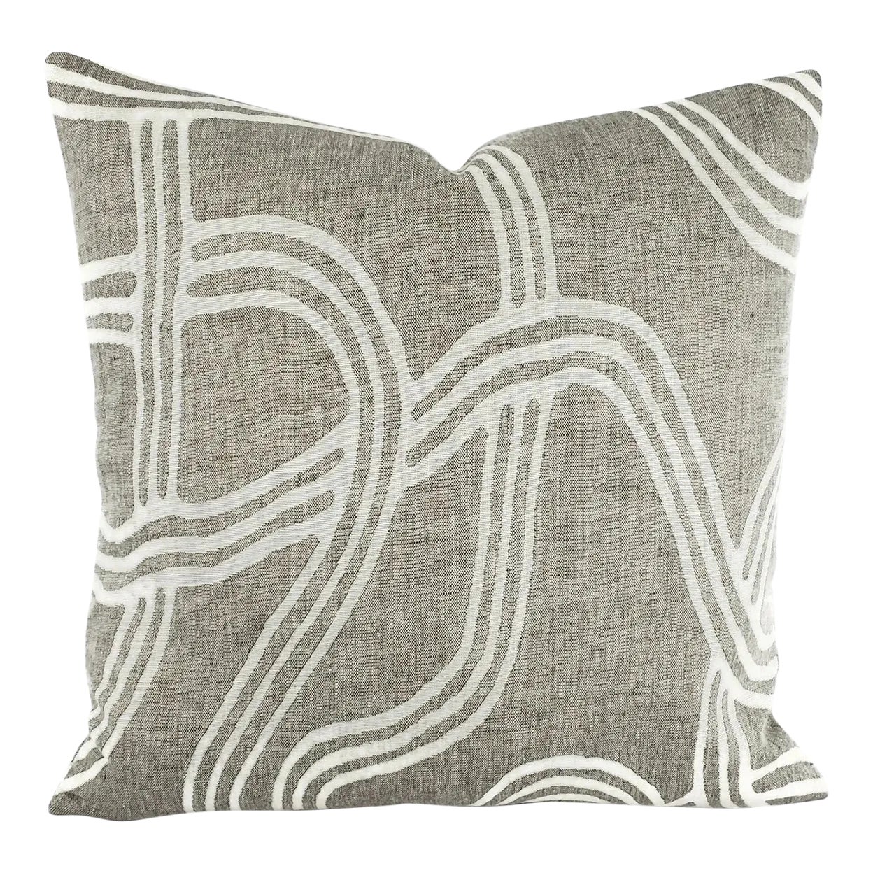 Gray and White Swirl Stroke Woven Pillow Cover | Chairish