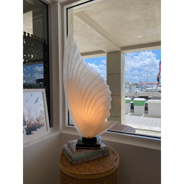 Vintage Sea Shell Shaped Rougier Style Acrylic Table Lamp | Chairish