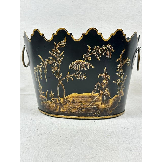 Vintage Chinoiserie Toleware Cachepot | Chairish