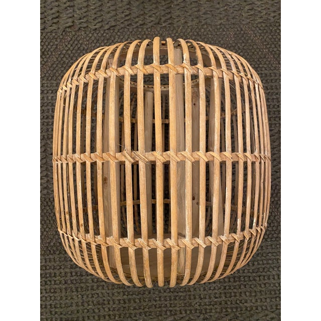 Boho Chic Round Rattan Pouf Ottoman | Chairish