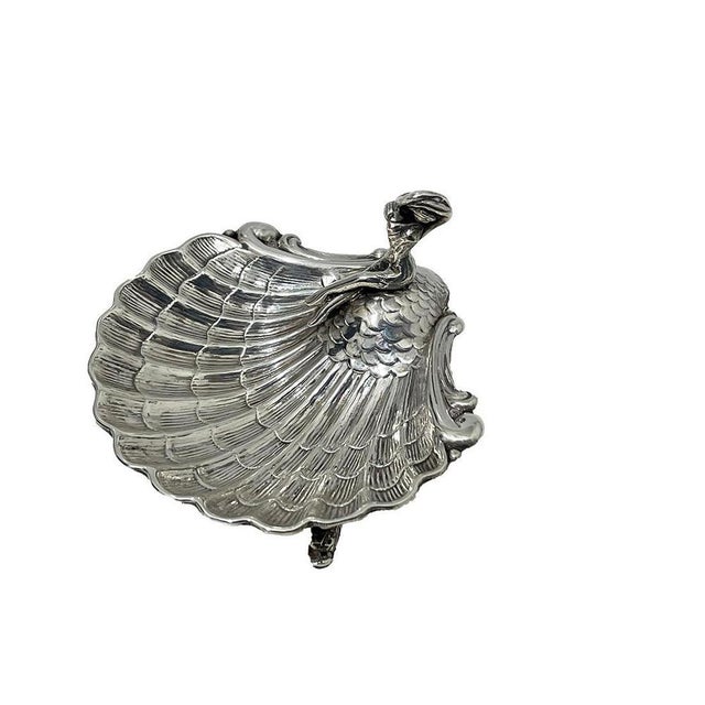 Spanish Small Silver Shell Dish, 1970s | Chairish