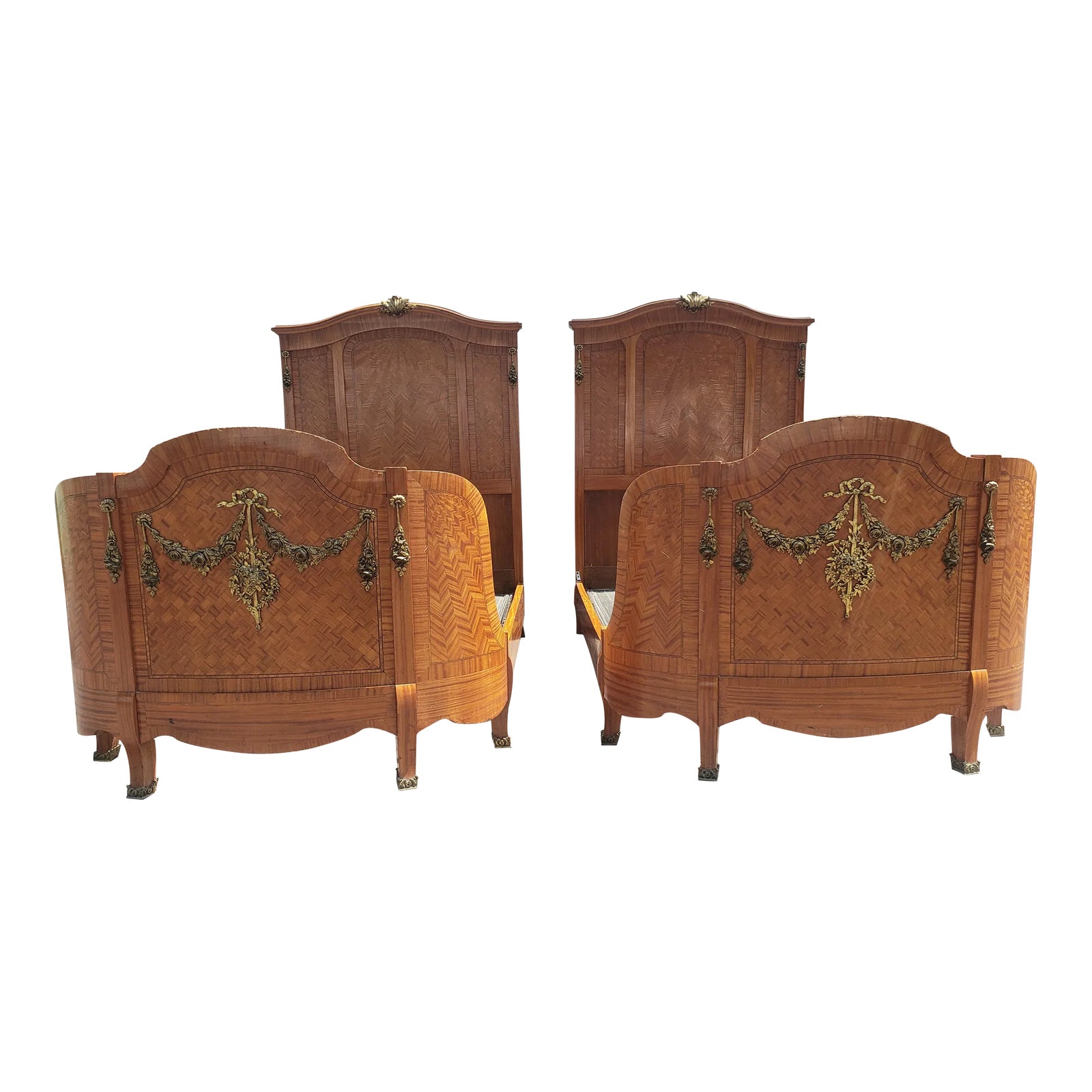 1870s Dutch Rococo Style Fruitwood and Satinwood Inlaid & Ormolu ...
