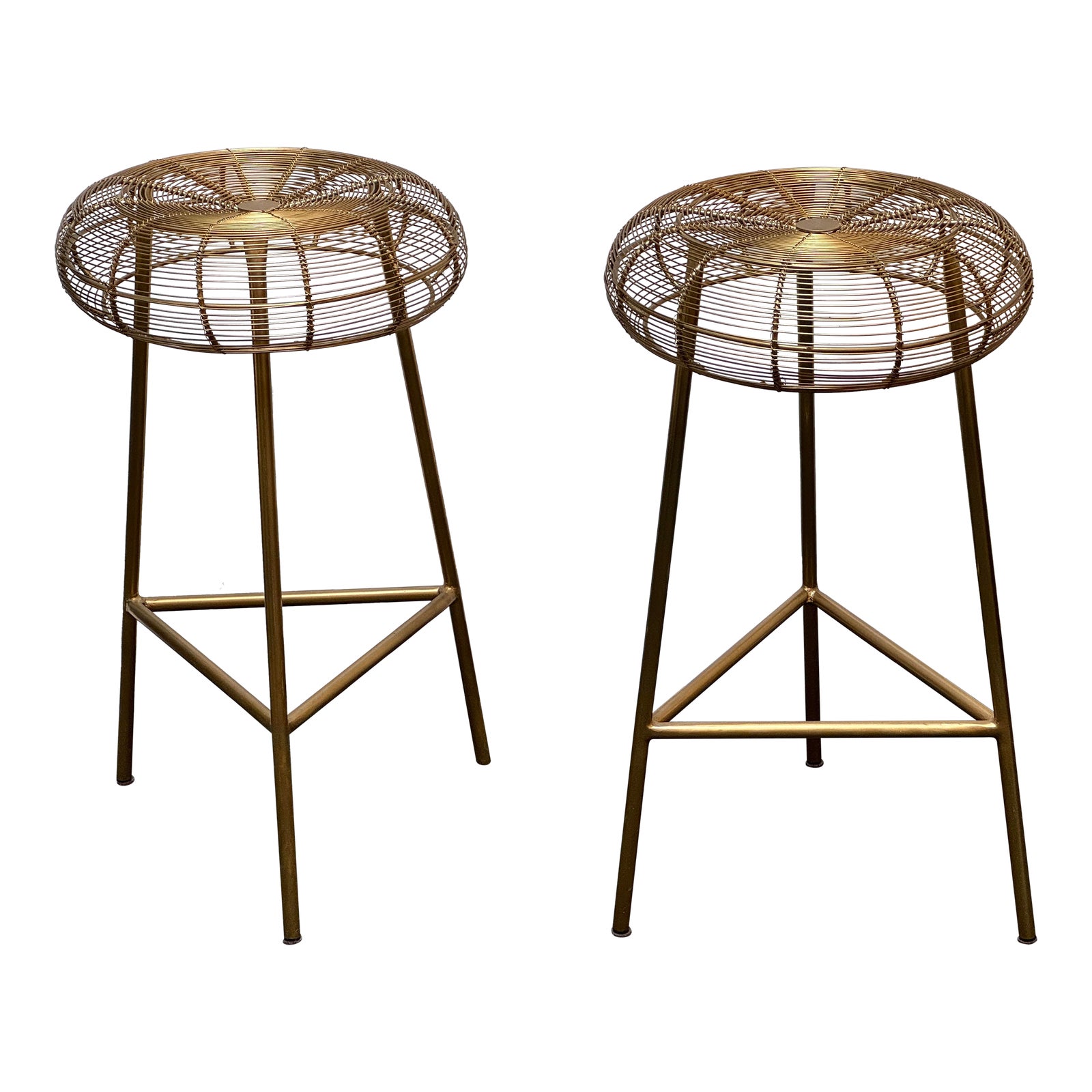 Meridian Furniture Gold Wire Counter Stools, a Pair | Chairish
