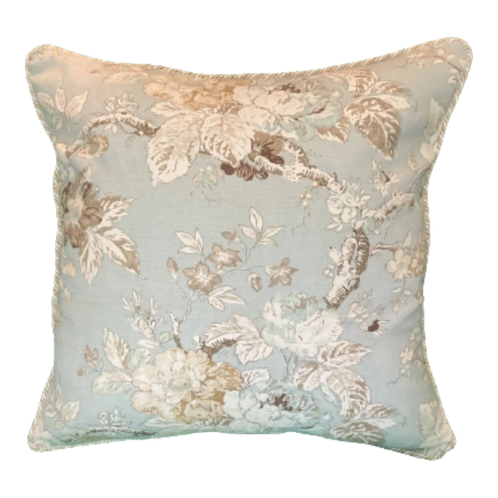 Summer Garden Aqua Blue Square Decorative Pillow With Down Feather ...