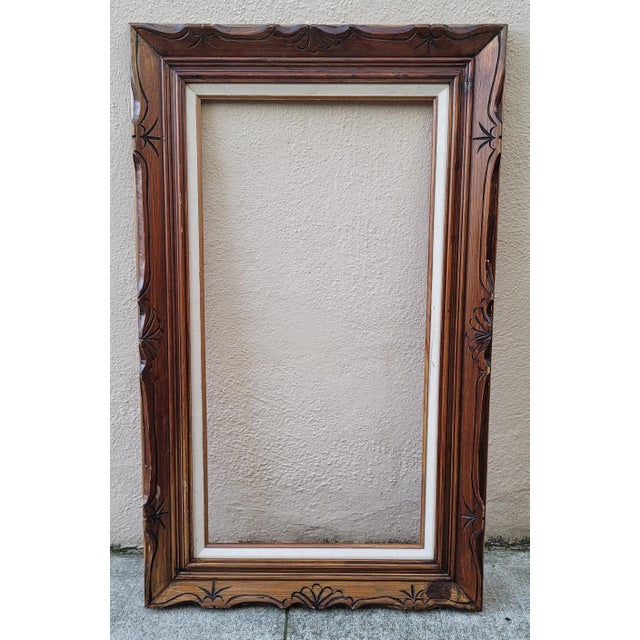 Vintage 1970s Arts and Crafts Dark Brown Wood Picture Frame | Chairish
