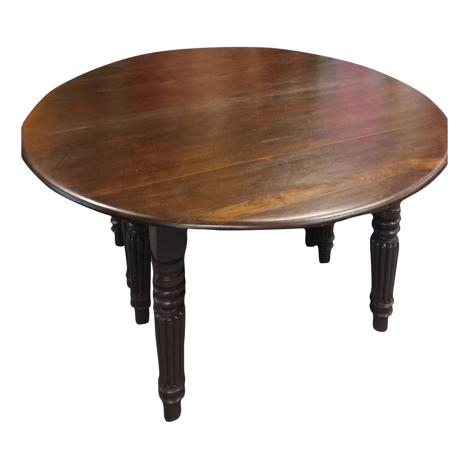 Antique Indian Dining Table Teak Round 8 Seater Hand Carved Farmhouse ...
