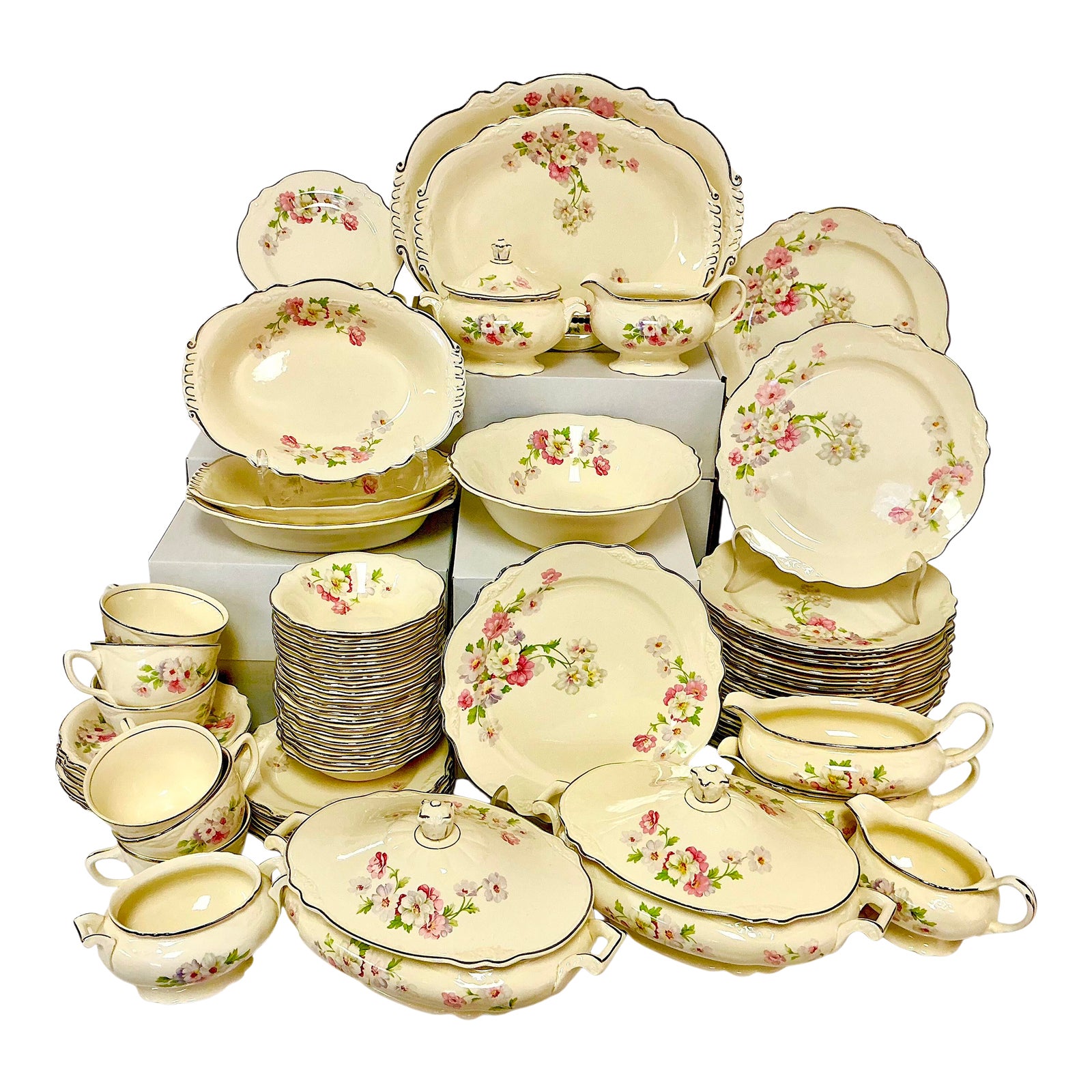 1934 Vintage Hollywood Regency Boho Chic Virginia Rose Dinnerware - Set ...