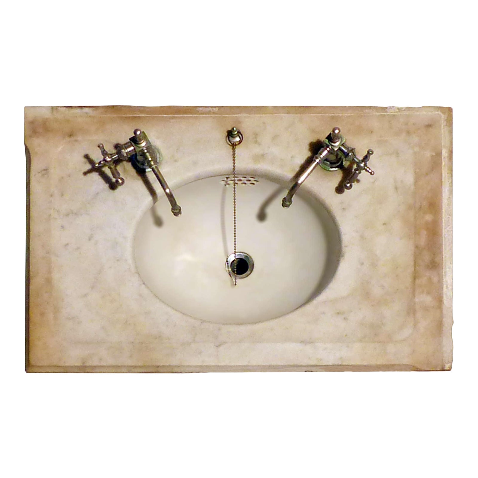Late 19th Century Marble Top Undermount Sink With Original Nickel ...