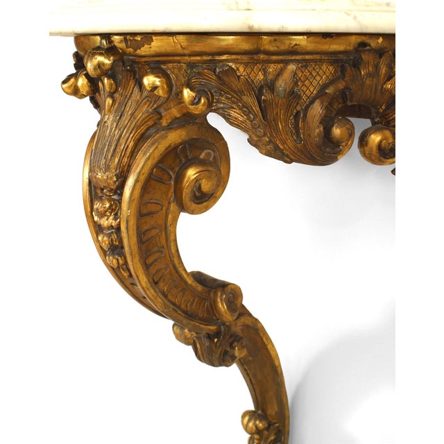 French Victorian Gilt and Marbled Console Tables - A Pair | Chairish