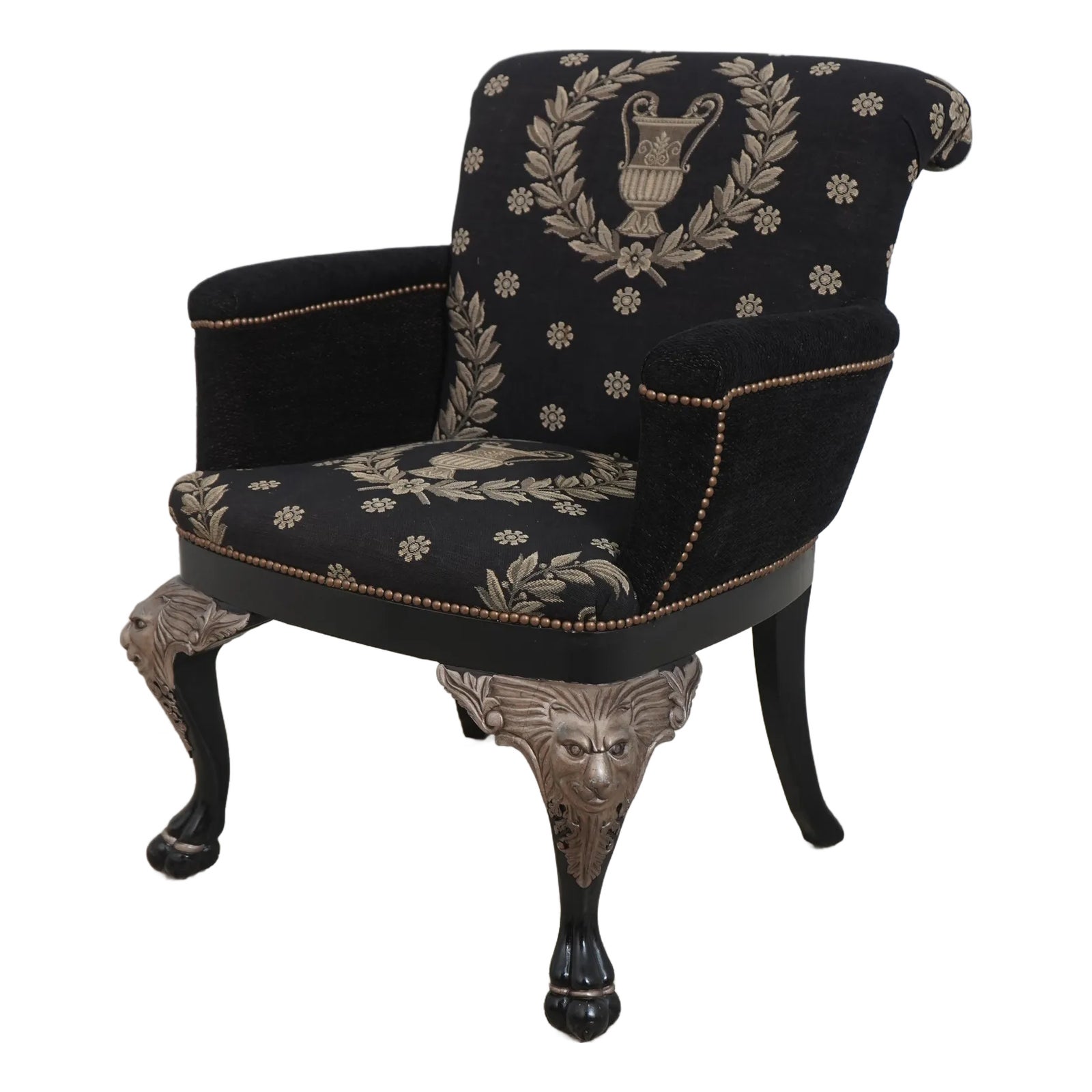 Ferguson Copeland Lion Mask Clawfoot Upholstery Chair | Chairish