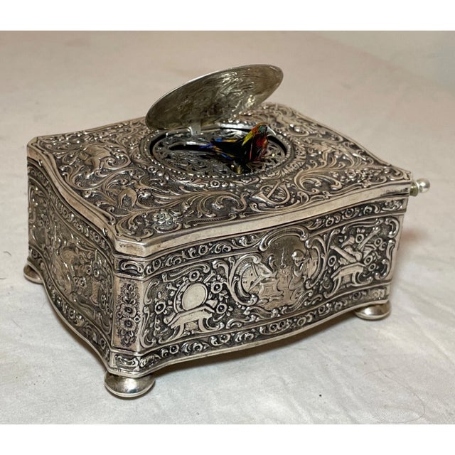 Rare Antique Ornate Sterling Silver German Singing Bird Mechanical ...