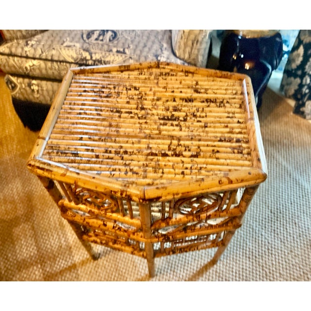 1970s Vintage Hexagonal Brighton Pavilion Burnt Bamboo Tortoise Shell ...