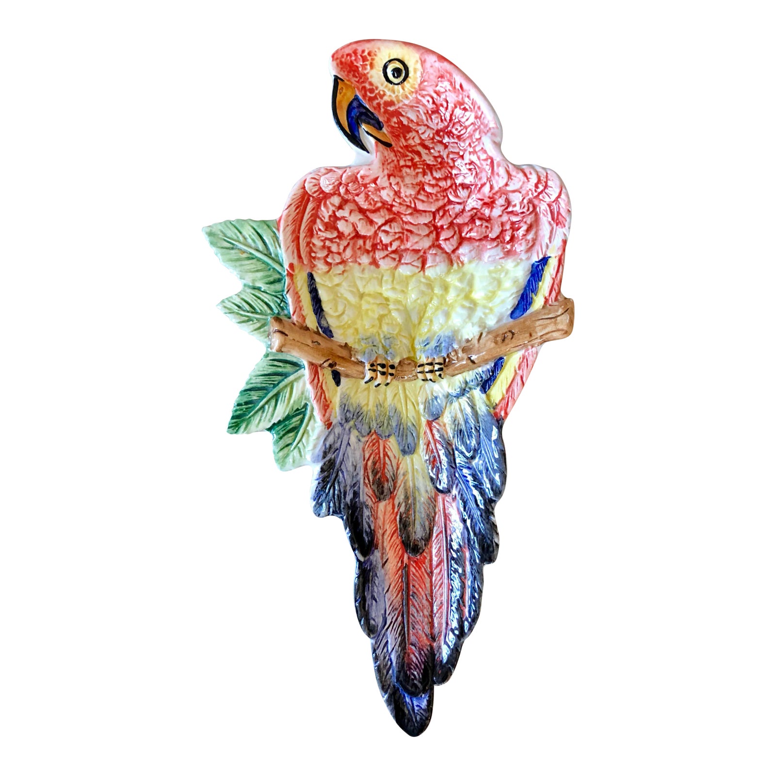 Vintage Italian Pottery Parrot Dish | Chairish