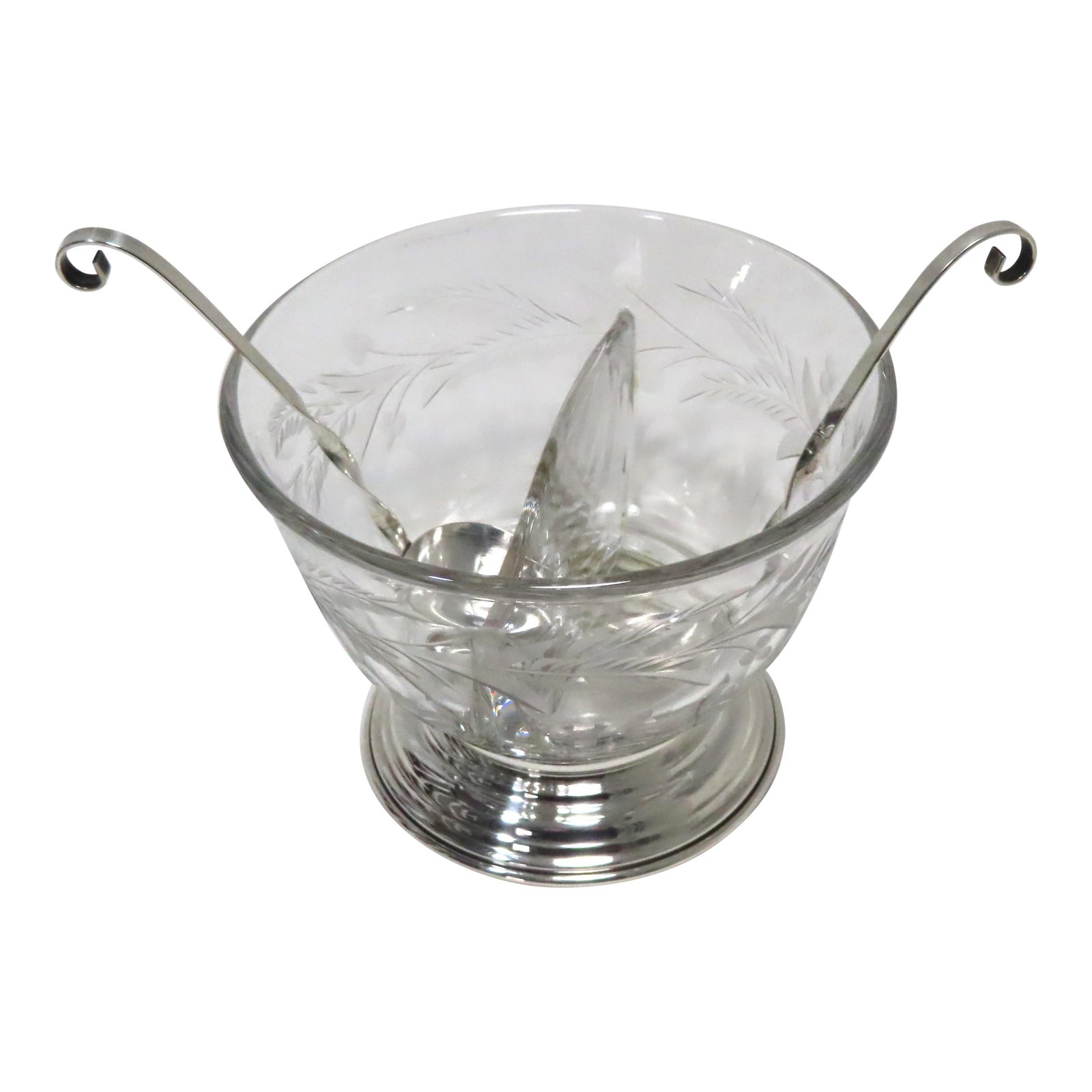 Vintage Sterling Silver & Hand Cut Crystal Condiment Set | Chairish