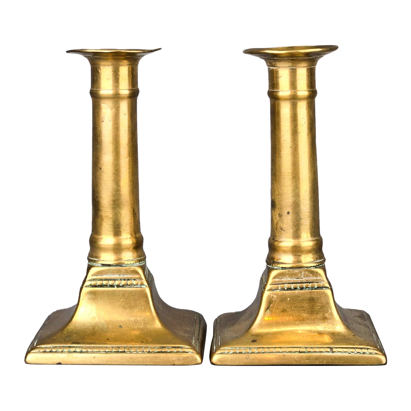 18th Century Queen Anne English Brass Push-Up Candlesticks- Set of 2 ...