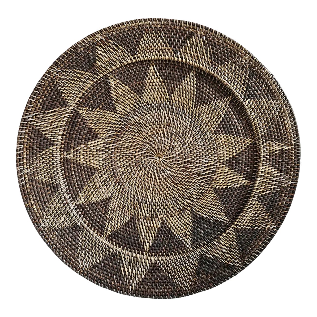 Tea Stained Rattan Plate Medium | Chairish