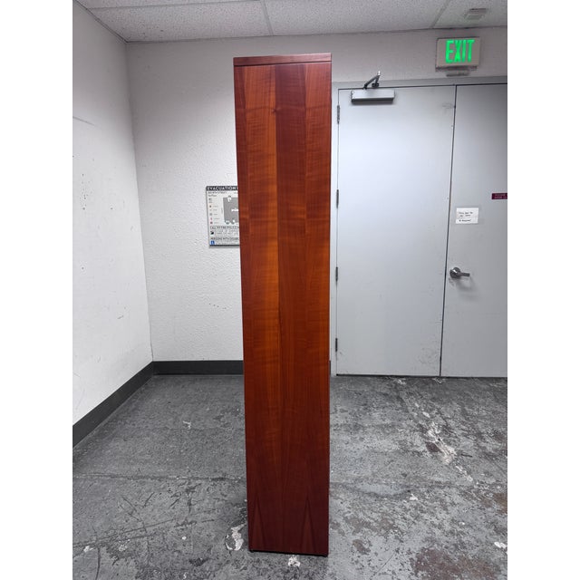 Cherry Wood Finish Narrow Bookshelf | Chairish