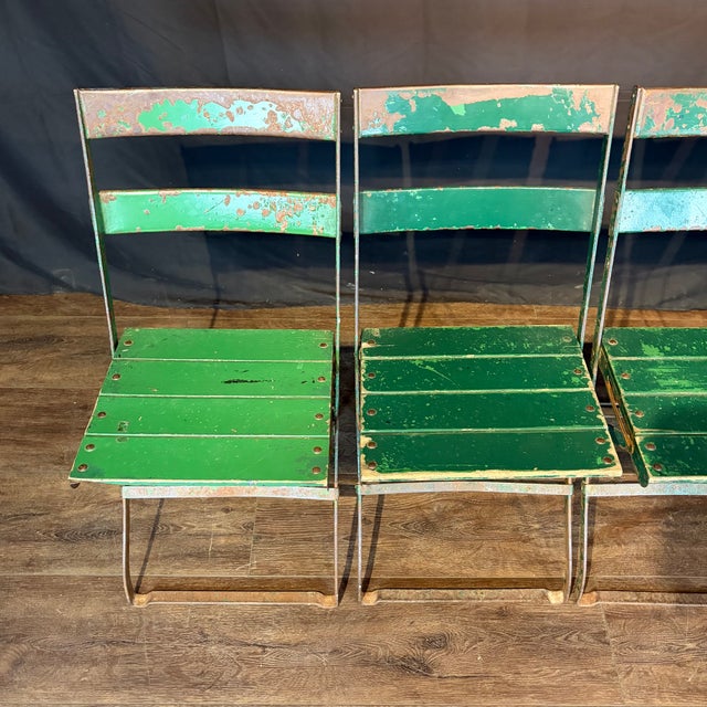 Weathered Green Bistro Chairs With Original Paint | Chairish