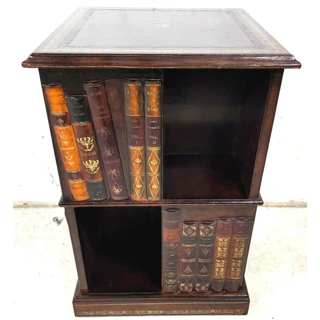 Tooled Leather Faux Book Nightstand Side Table by Maitland Smith | Chairish