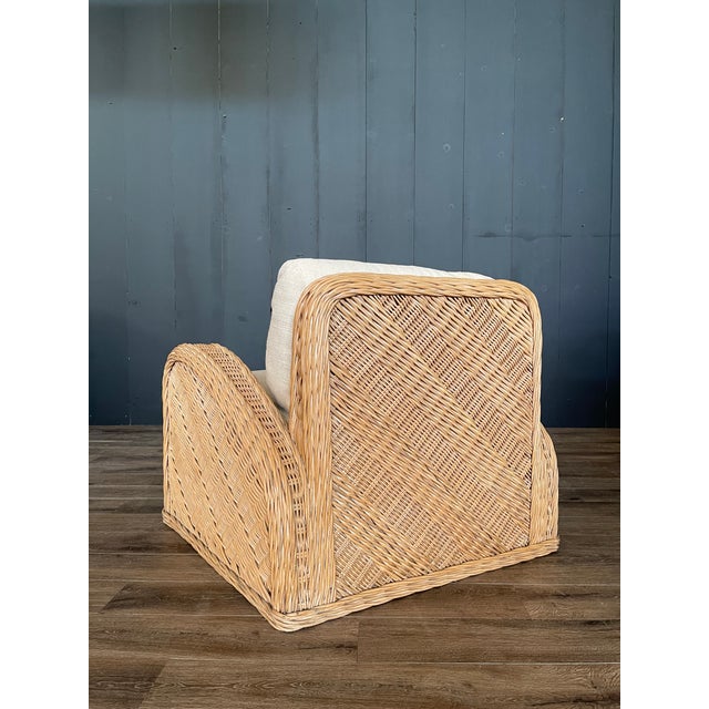 1980s Jay Spectre Wicker Postmodern Chair with New Upholstery ...