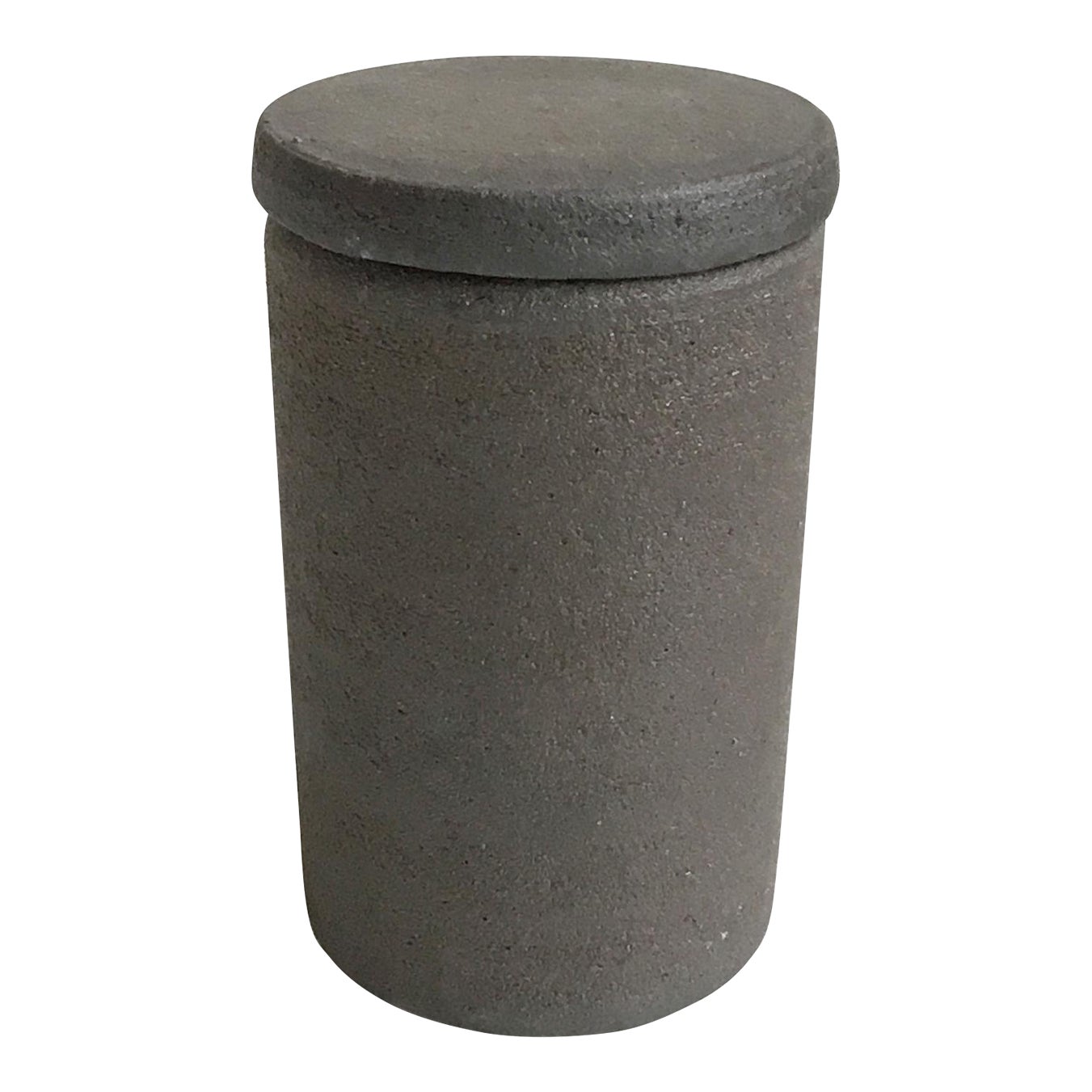 Late 20th Century Grog Ceramic Brown Cylindrical Lidded Trinket Caddy ...