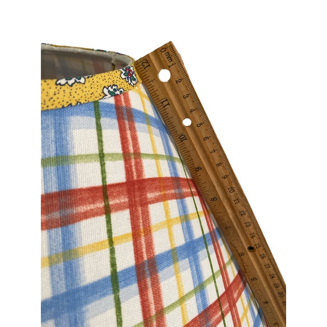 1980s Large Blue, Yellow, Pink Windowpane Plaid Empire Lamp Shade With ...