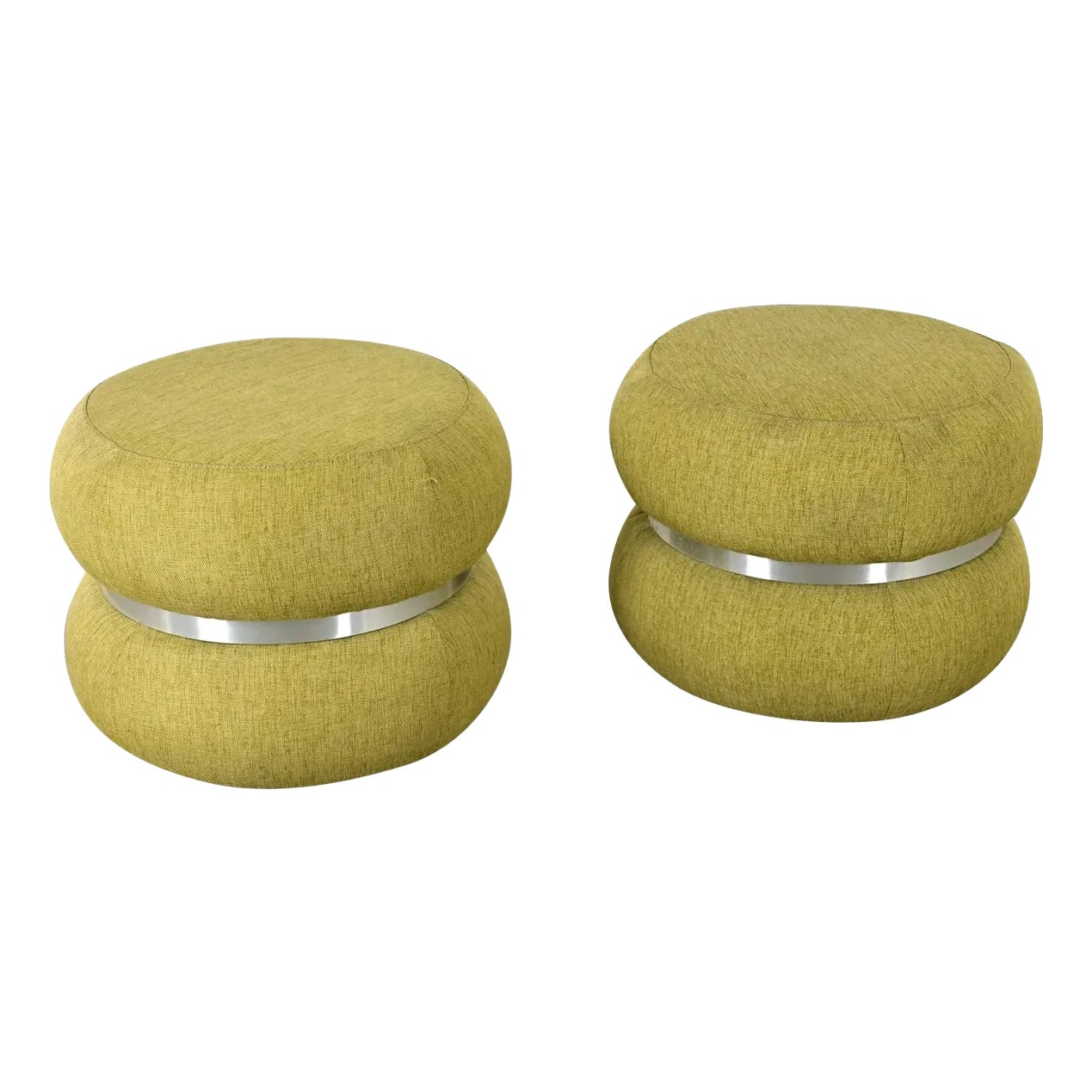 French Vintage Modern Poufs - A Pair | Chairish
