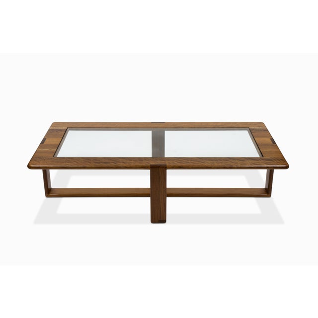 Vintage Solid Shedua and Glass Coffee Table by Gerald McCabe | Chairish