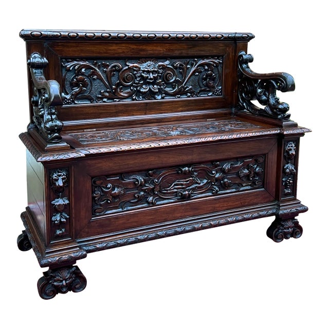 Antique Italian Bench Settee Entry Hall Bench Renaissance Revival ...