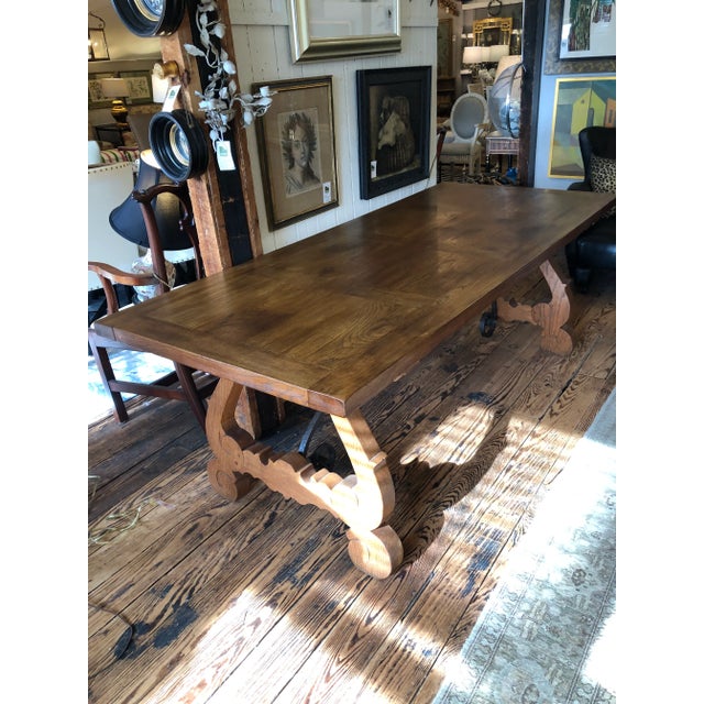 Spanish Style Oak & Iron Dining Table or Monumental Desk | Chairish