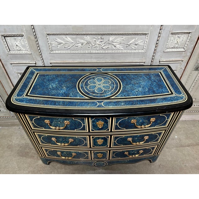 French Regence Style Commode with a Blue, White and Black Lacquered ...