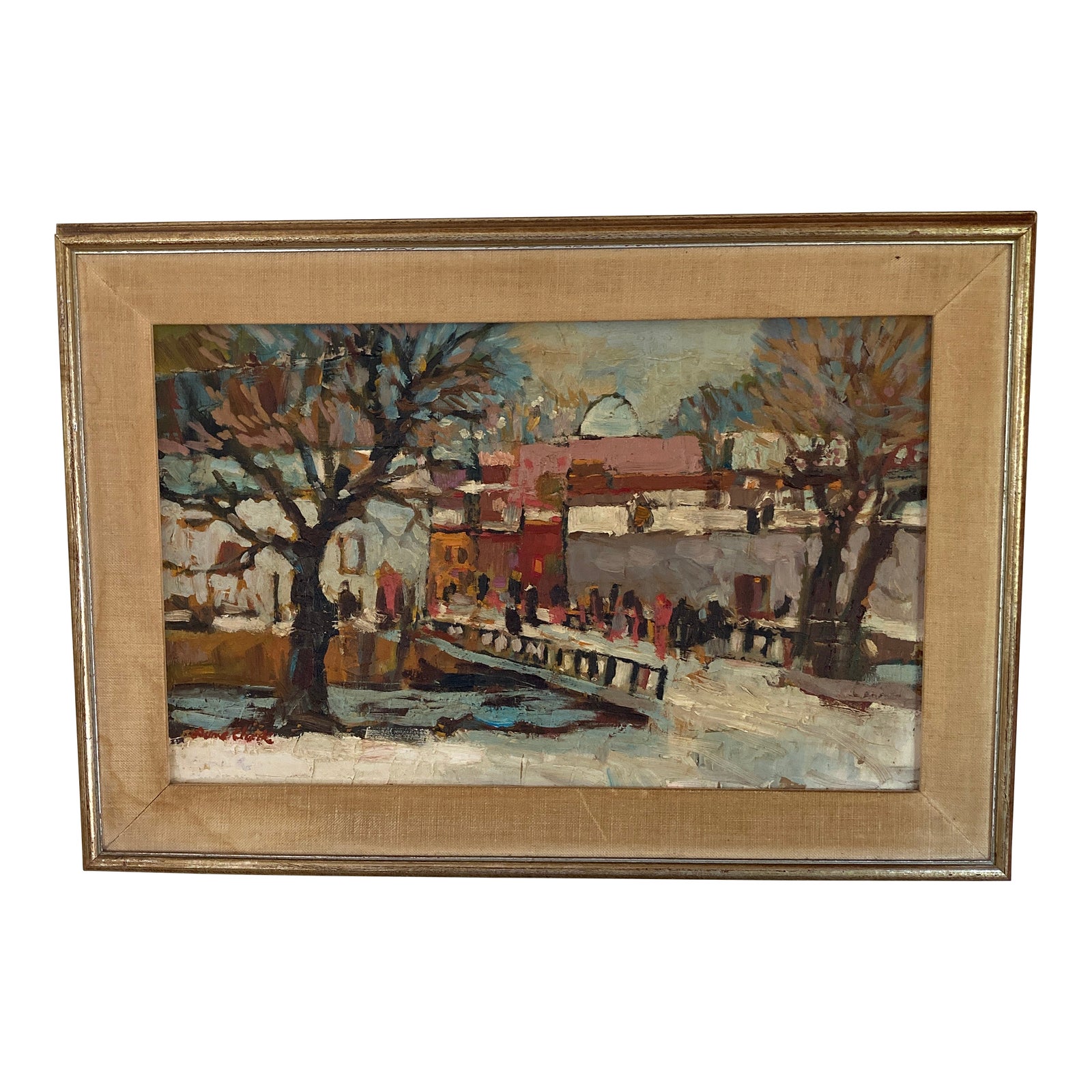 1960s Vintage Dane Clark Oil Painting Framed | Chairish