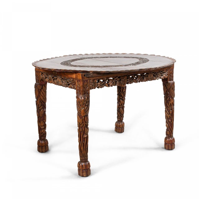 Asian Burmese Style Walnut Dining Table | Chairish