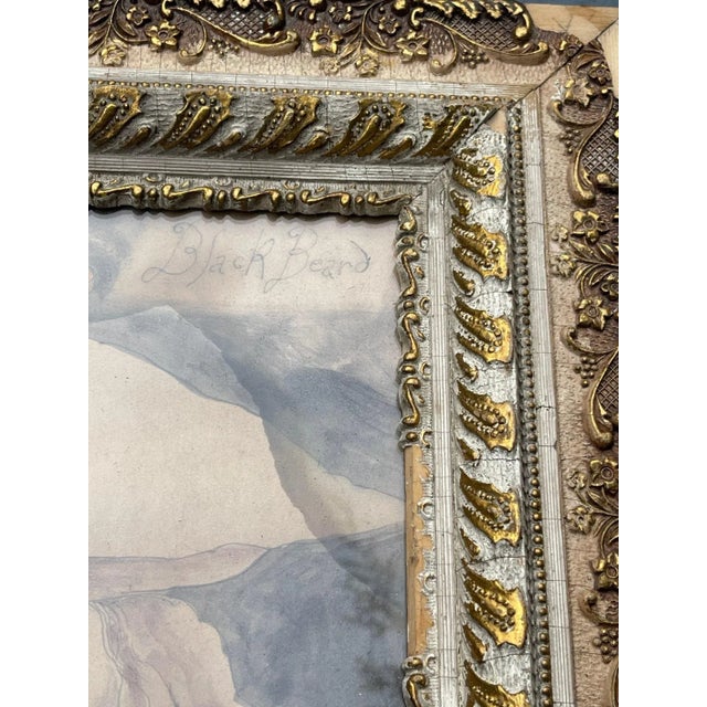 Original Painting Watercolor by Antonio Romano Blackbeard the Pirate in ...