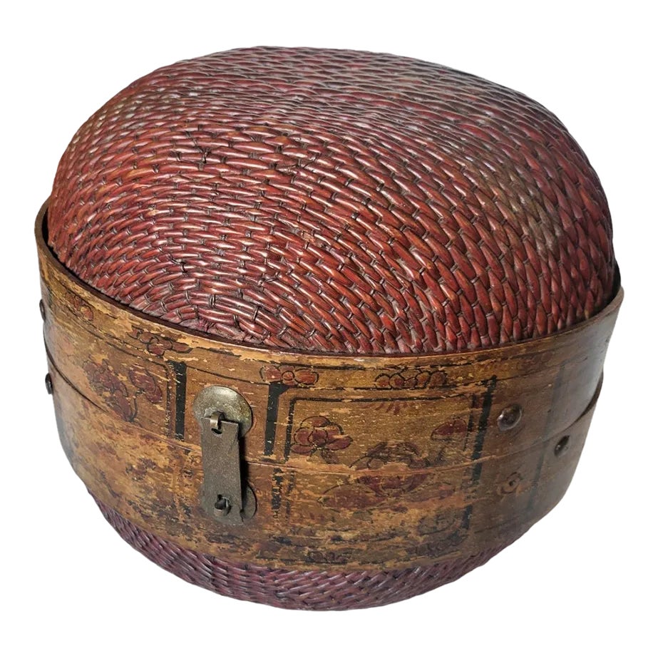 19th Century Chinese Hat Box or Wedding Basket | Chairish