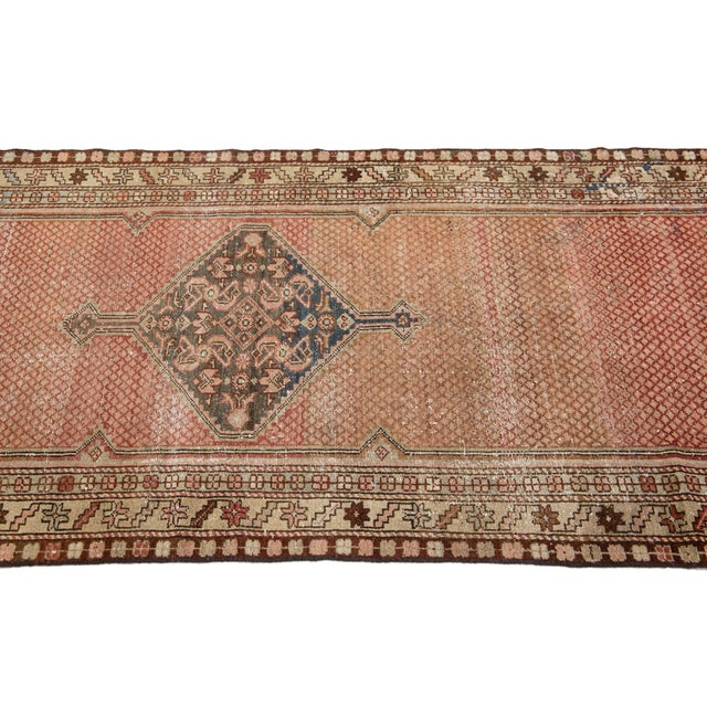 Antique Persian Hamadan Medallion Wool Rug With Rust Color | Chairish