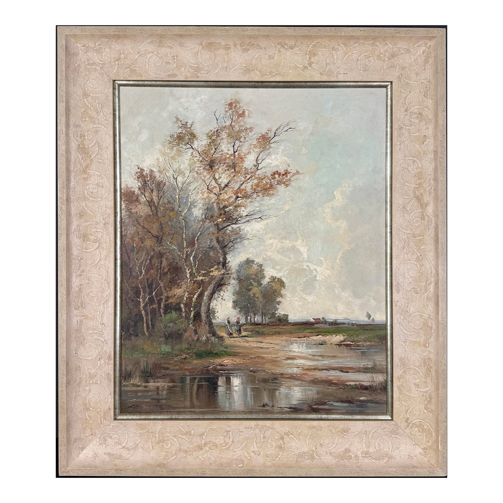 Two Maidens by a Stream After Narcissus Diaz De La Pena Barbizon by ...